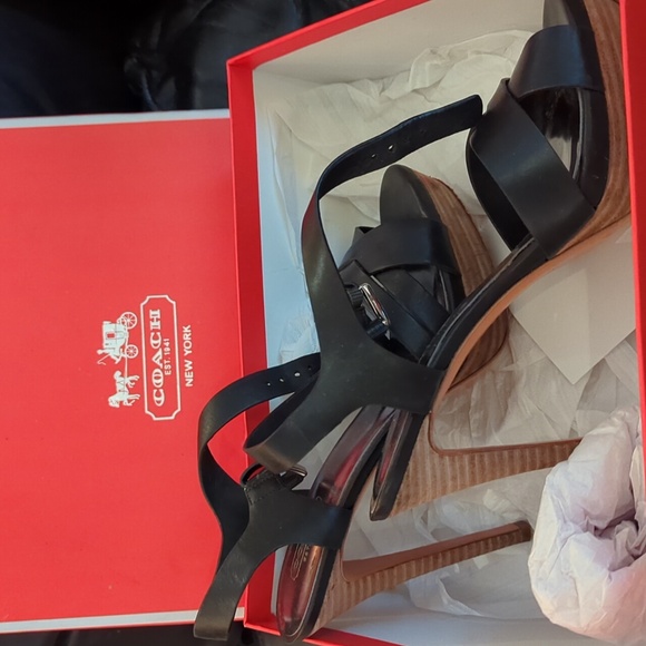 Coach | Shoes | Coach Black Ankle Strap Heels Size 75 | Poshmark